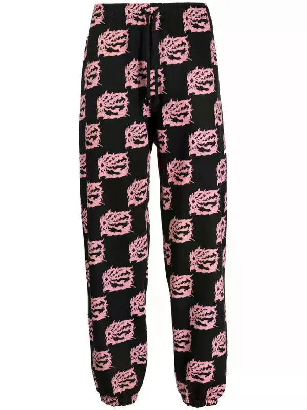 RASSVET Graphic-print Cotton Track Pants - Black