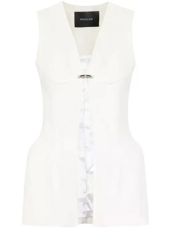 MUGLER Corseted Pierced Vest - White