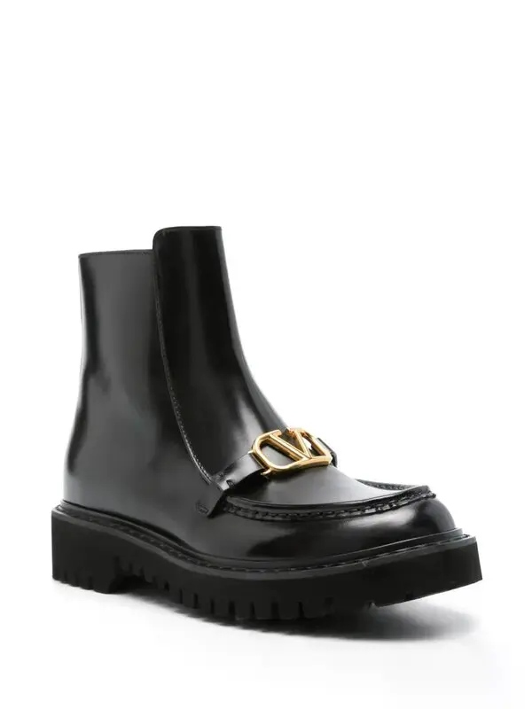 Valentino Garavani Vlogo Leather Flat Boots