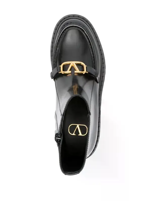 Valentino Garavani Vlogo Leather Flat Boots