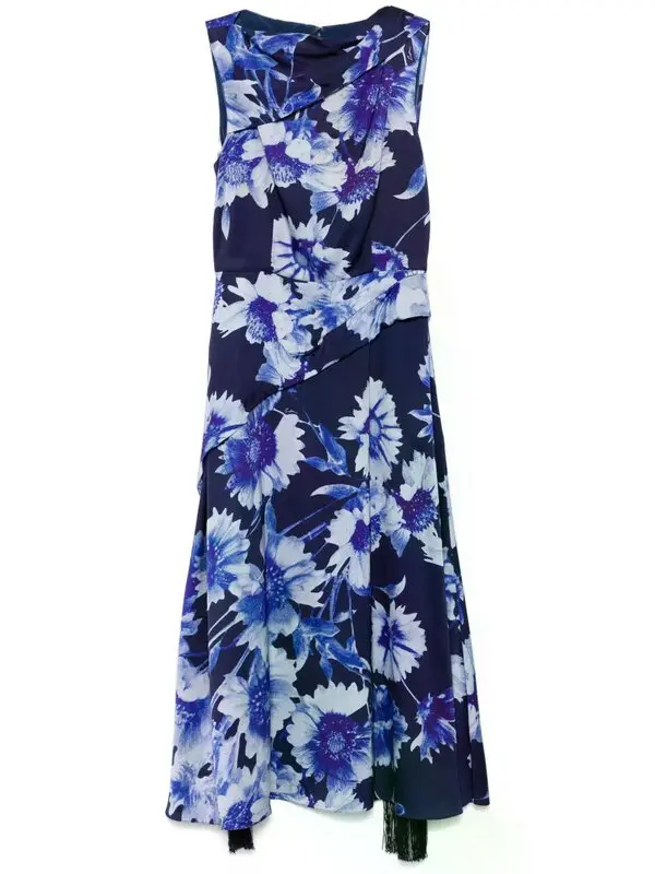 Erdem Floral-print Midi Dress - Blue