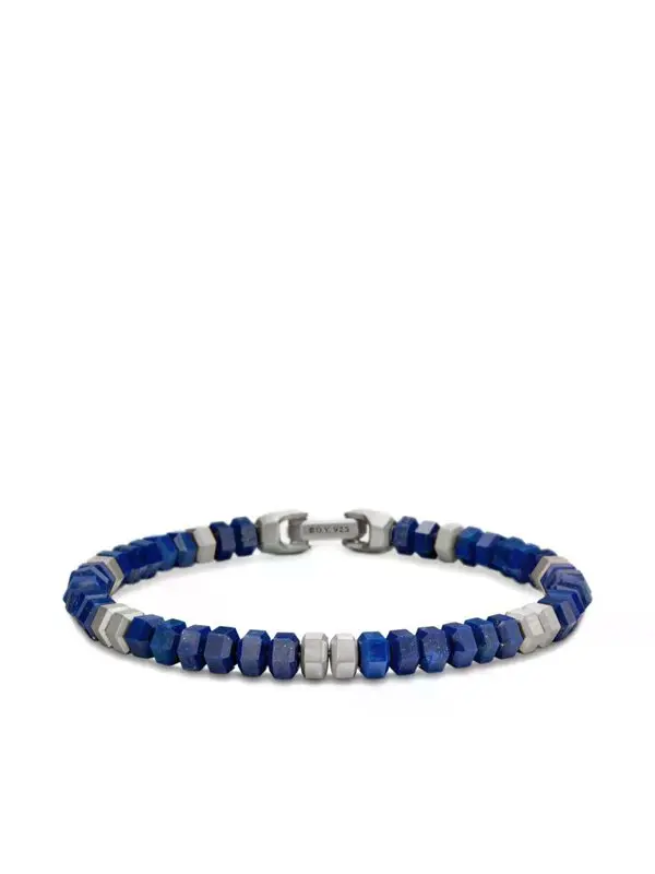 David Yurman Sterling Silver Hex Bead Bracelet - Blue