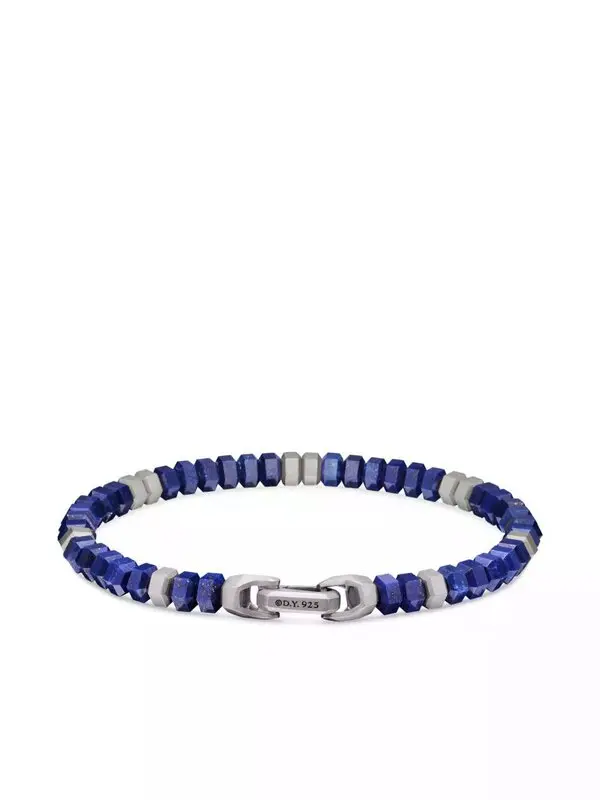 David Yurman Sterling Silver Hex Bead Bracelet - Blue