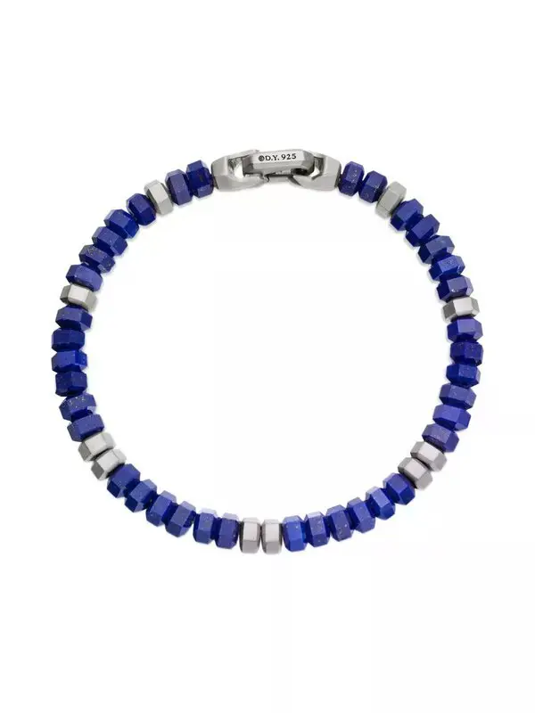 David Yurman Sterling Silver Hex Bead Bracelet - Blue
