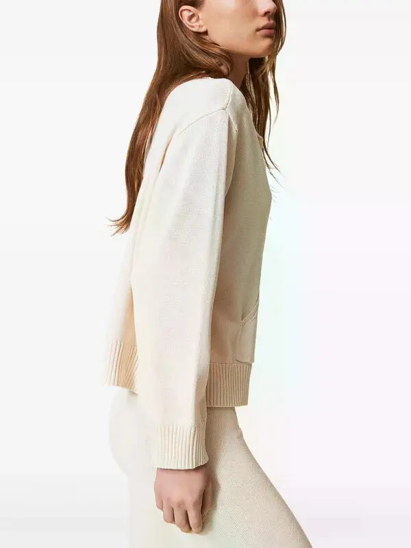 TWINSET Crochet-patch Polo Sweater