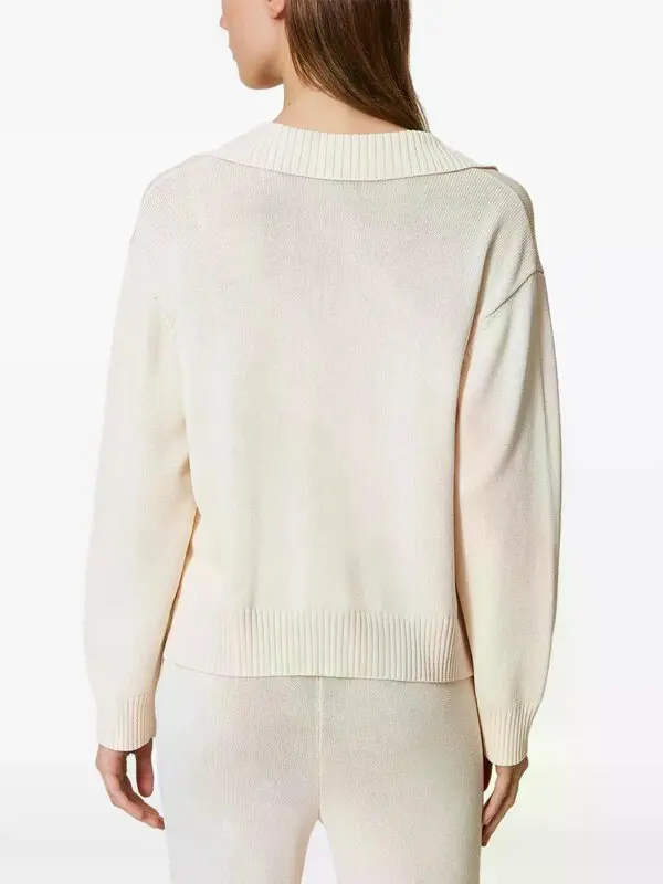 TWINSET Crochet-patch Polo Sweater