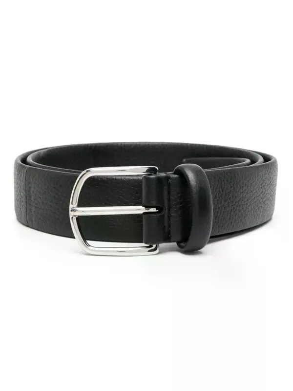 Canali Engraved-logo Buckle Belt - Black