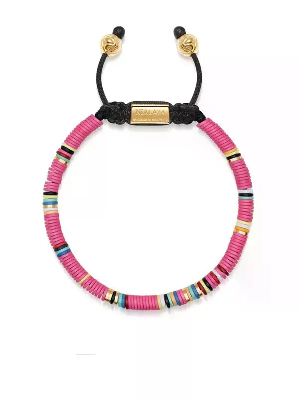 NIALAYA JEWELRY Logo-plaque Beaded Bracelet - Pink