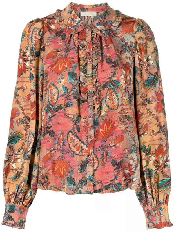 Ulla Johnson Philipa Floral-print Silk Blouse - Orange