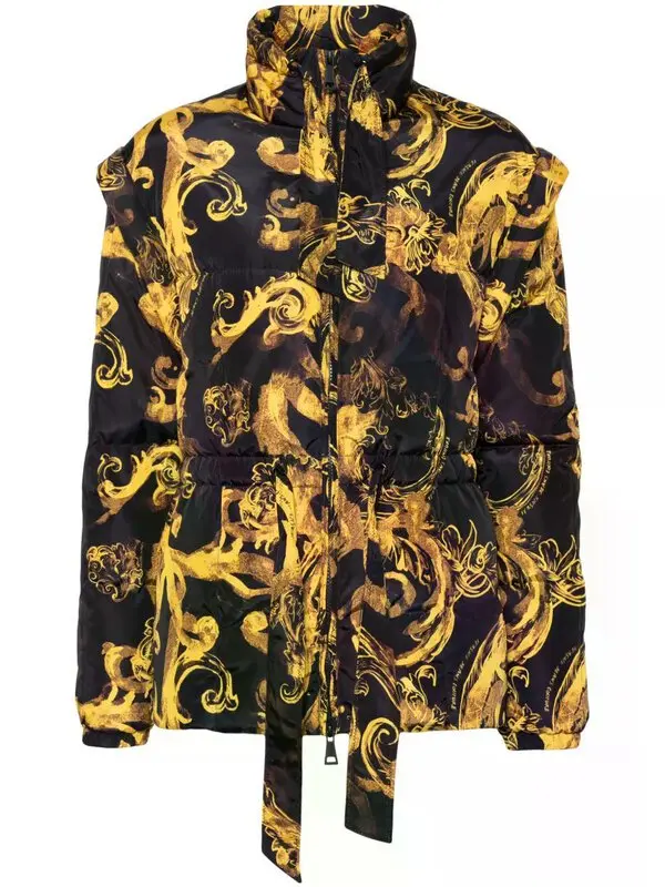 Versace Barocco-print Down Jacket - Black