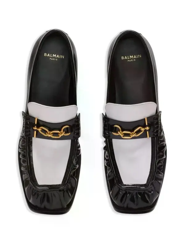 Balmain Glazed Leather Loafers