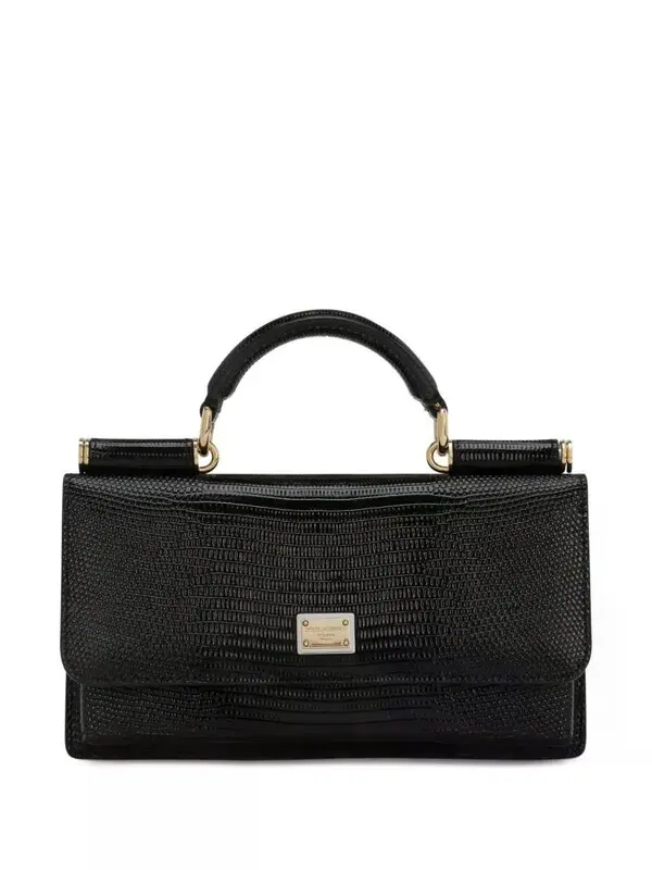 Dolce & Gabbana Mini Sicily Iguana-print Leather Bag - Black