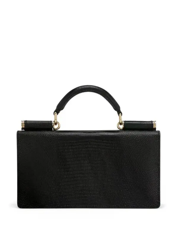 Dolce & Gabbana Mini Sicily Iguana-print Leather Bag - Black