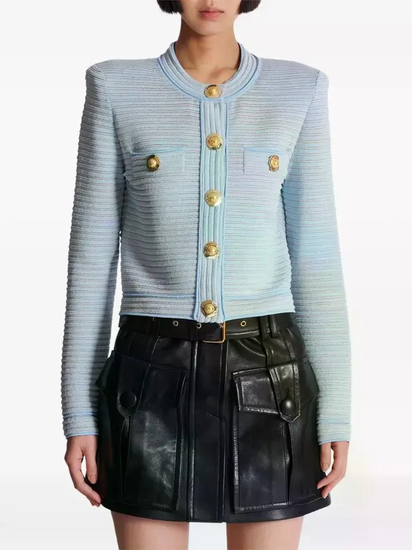 Balmain Cropped Cardigan - Blue