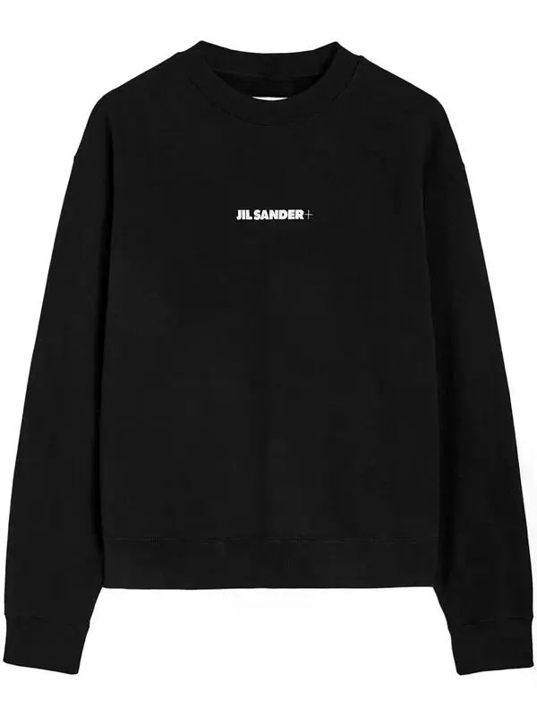 JIL SANDER Cotton Logo Print Crewneck Sweatshirt - Black