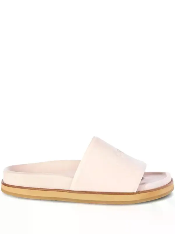 Off-White Logo-stamp Leather Slides - Neutrals