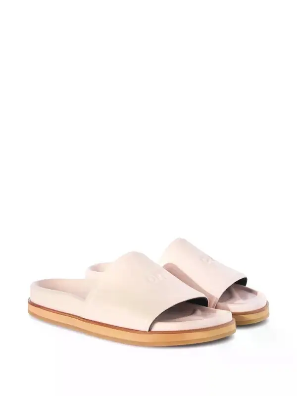 Off-White Logo-stamp Leather Slides - Neutrals