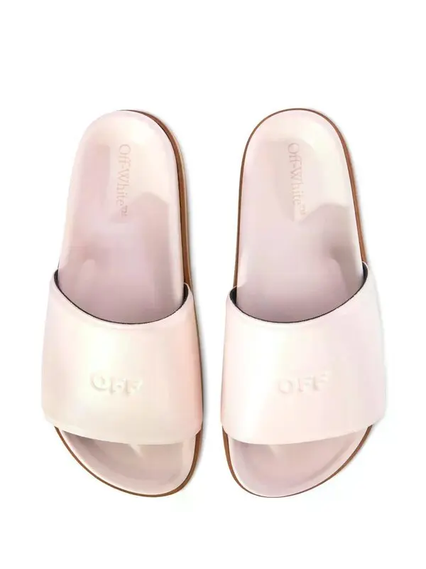 Off-White Logo-stamp Leather Slides - Neutrals
