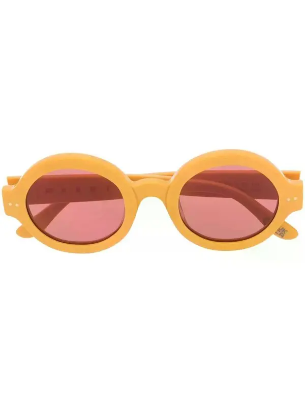 Marni Logo-print Round-frame Sunglasses - Orange