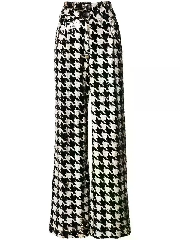 MITILIANE COUTURE Houndstooth-patterned Sequinned Trousers