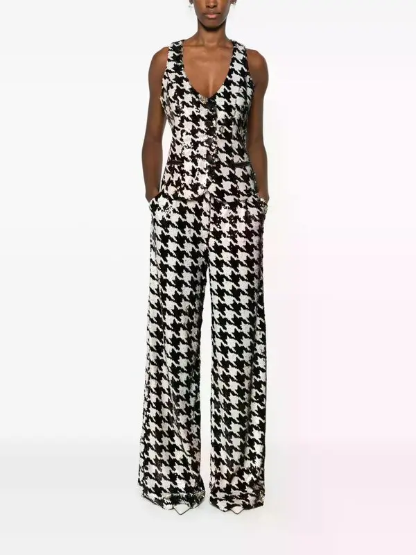 MITILIANE COUTURE Houndstooth-patterned Sequinned Trousers