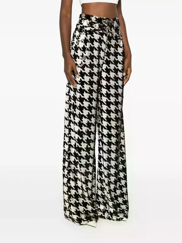 MITILIANE COUTURE Houndstooth-patterned Sequinned Trousers