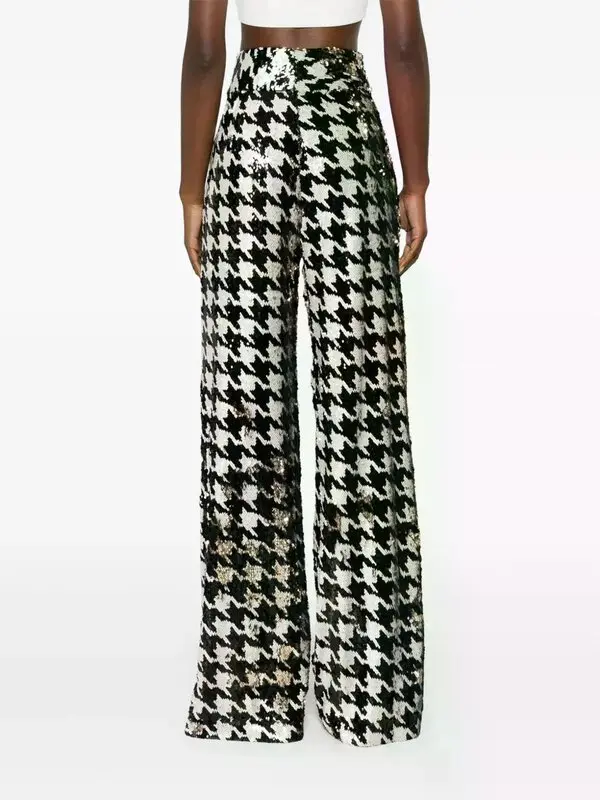 MITILIANE COUTURE Houndstooth-patterned Sequinned Trousers