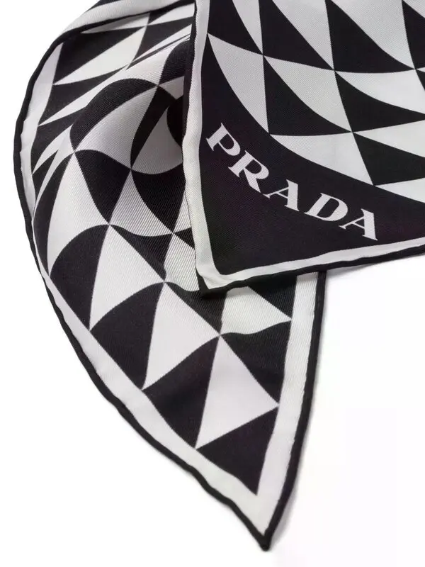 Prada Geometric-print Silk Scarf - Black