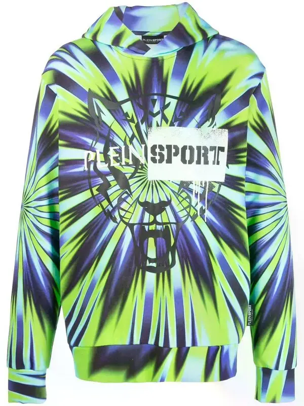 PLEIN SPORT Tie-dye Print Pullover Hoodie - Green