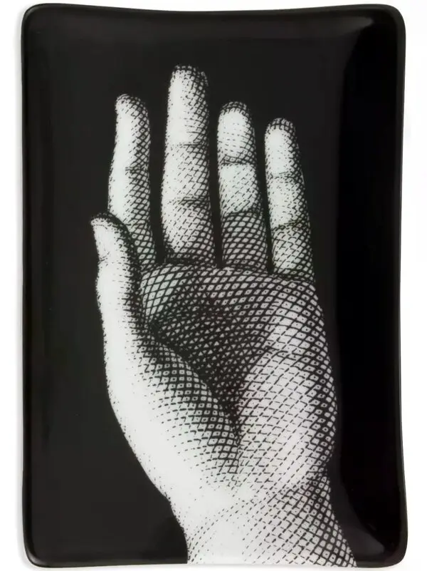 FORNASETTI Mano Hand-motif Porcelain Ashtray - Black