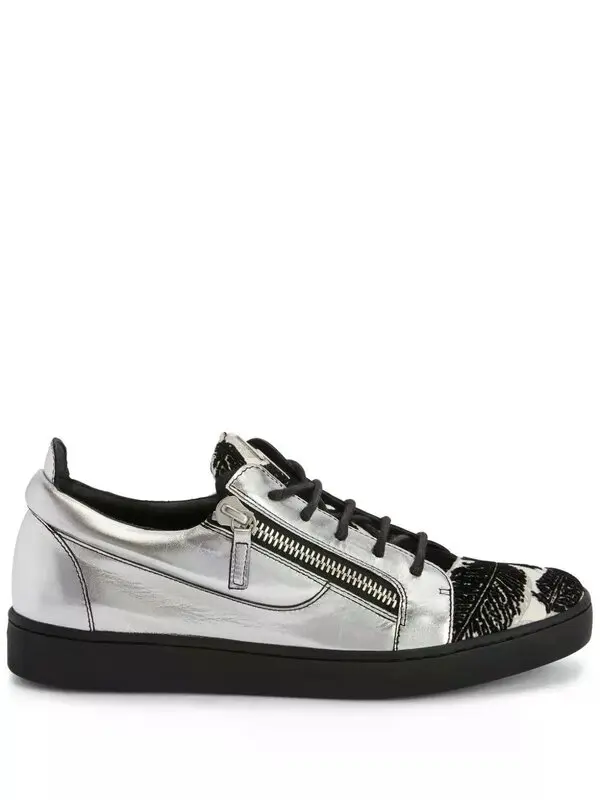 GIUSEPPE ZANOTTI Frankie Double-zip Low-top Sneakers - Silver