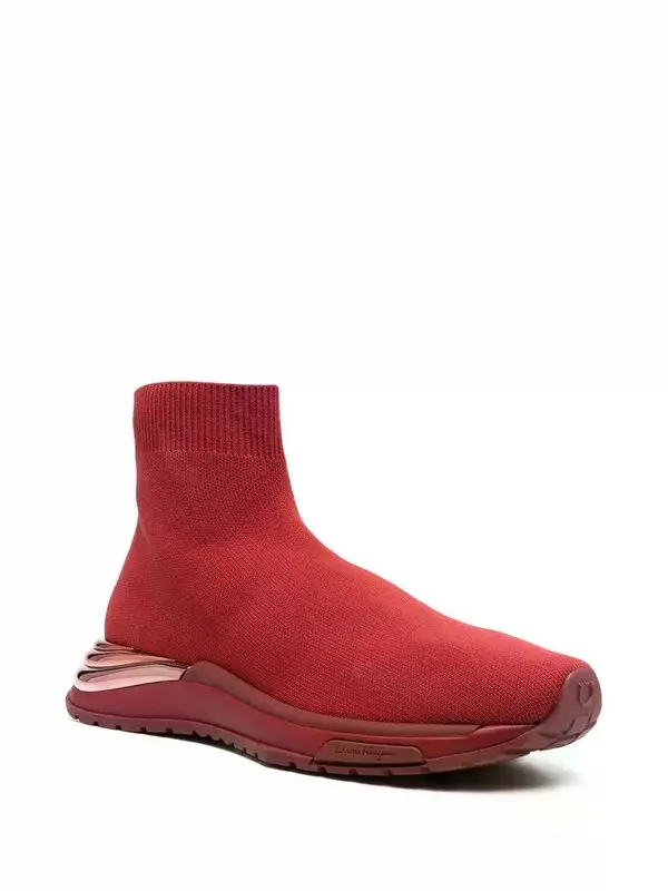 FERRAGAMO Knitted High-top Sneakers - Red