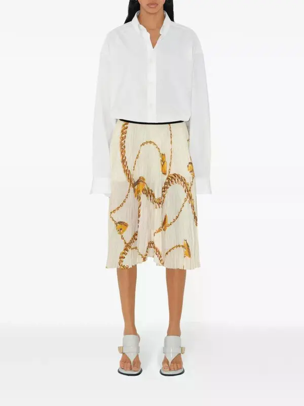 Burberry Pleated Jersey Skirt With Shield Hardware Print