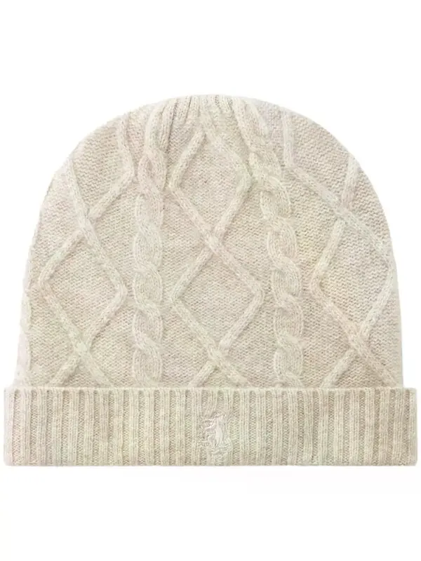 Pringle Of Scotland Cable-knit Cashmere Beanie - Neutrals