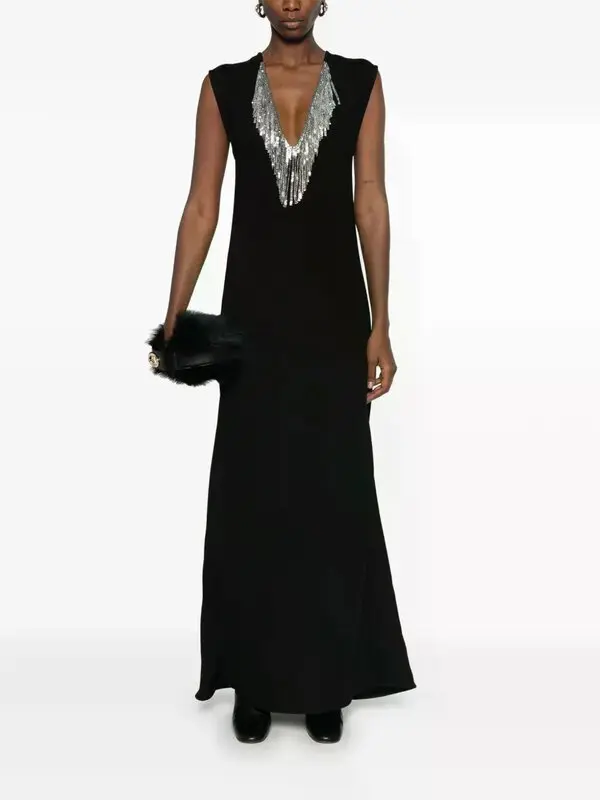 JIL SANDER Fringed-mesh Maxi Dress