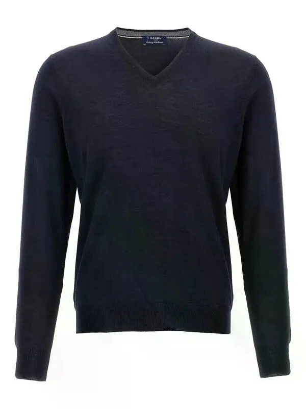 BARBA NAPOLI V-neck Knitted Jumper - Blue