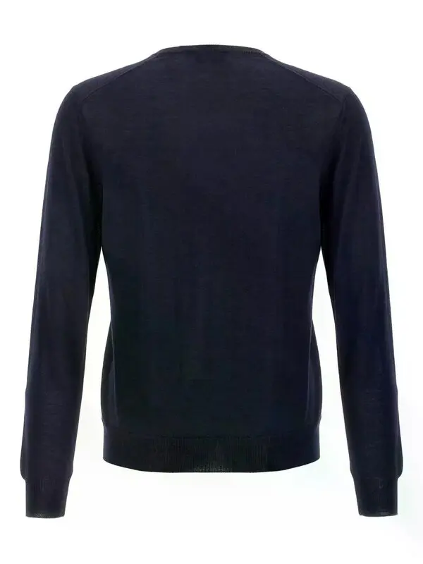 BARBA NAPOLI V-neck Knitted Jumper - Blue