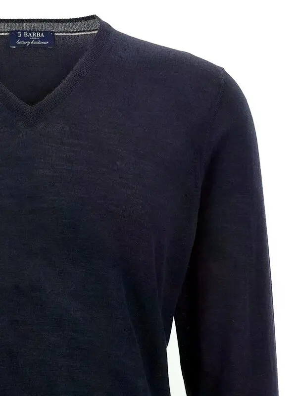 BARBA NAPOLI V-neck Knitted Jumper - Blue