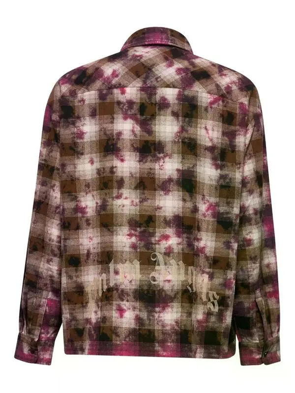 Palm Angels Curved-logo Check Shirt - Brown