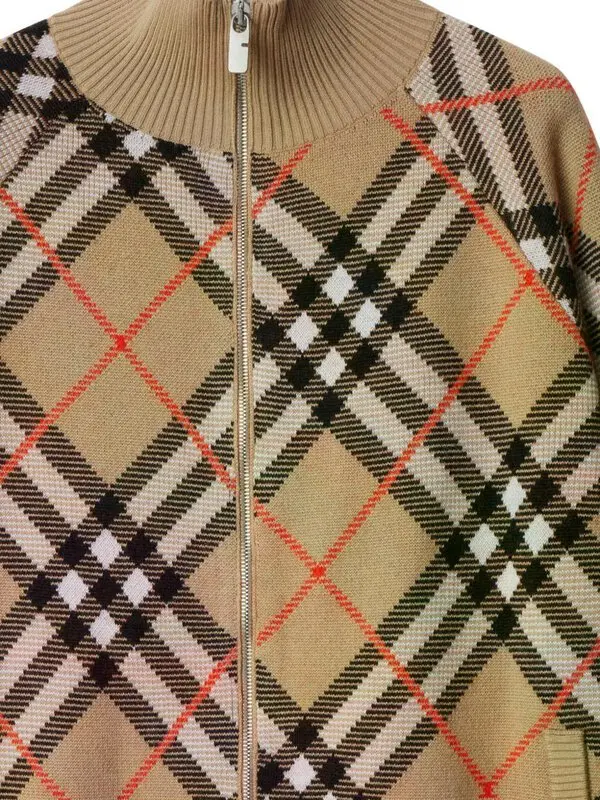 Burberry Vintage Check Wool Mohair Blend Zip-up Cardigan - Neutrals