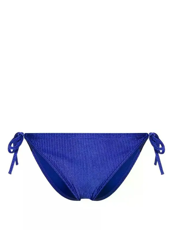 Calvin Klein Logo-tape Ribbed Bikini Bottoms - Blue