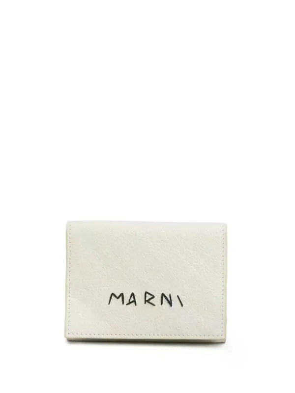 Marni Leather Trifold Wallet With Mending-embroidery