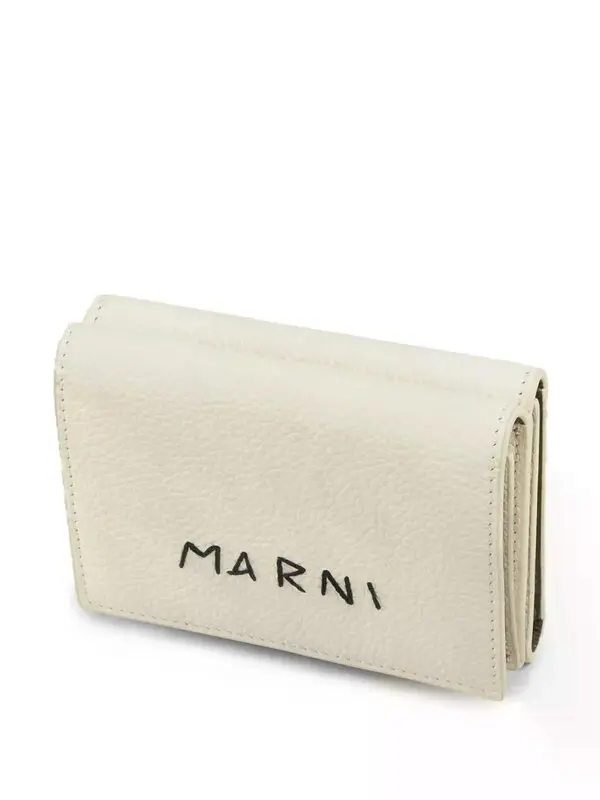 Marni Leather Trifold Wallet With Mending-embroidery