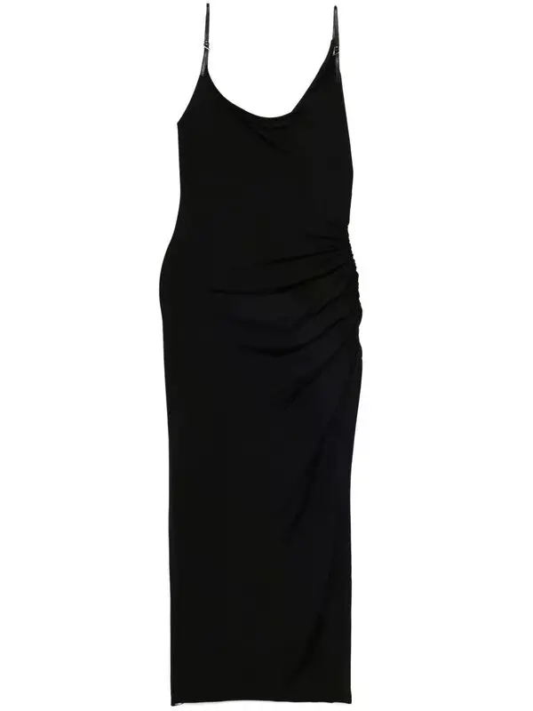 MUGLER Asymmetrical Buckled Maxi Dress - Black