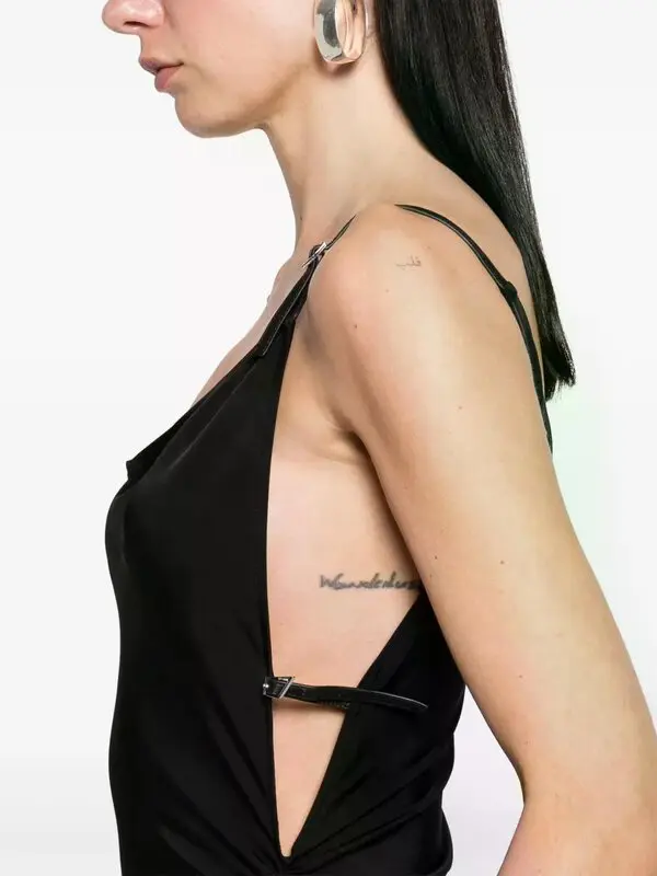 MUGLER Asymmetrical Buckled Maxi Dress
