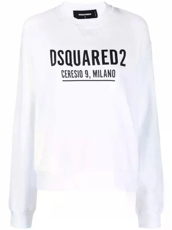 Dsquared2 Logo Print Crew Neck Sweatshirt - White