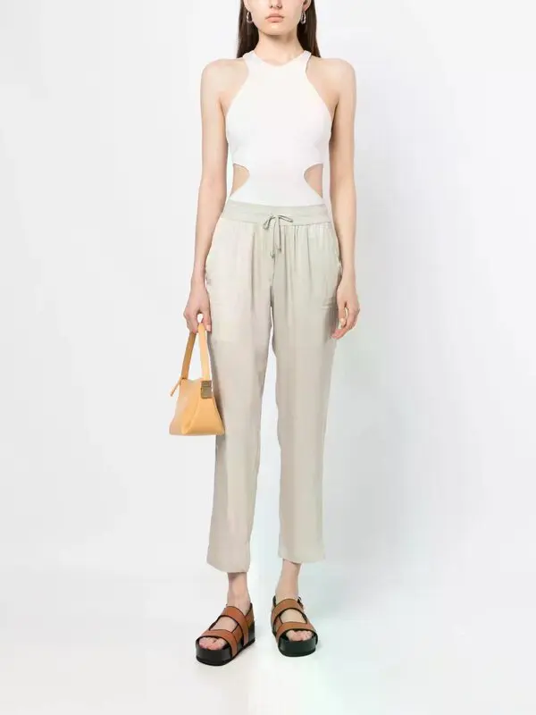 Lorena Antoniazzi Beige Satin Drawstring Waist Track Pants