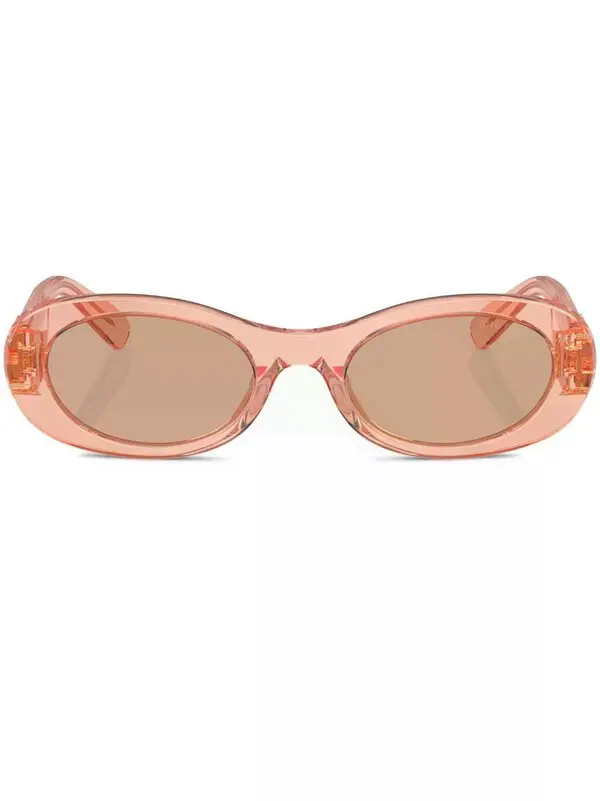 Miu Miu Logo-lettering Oval-frame Sunglasses - Pink