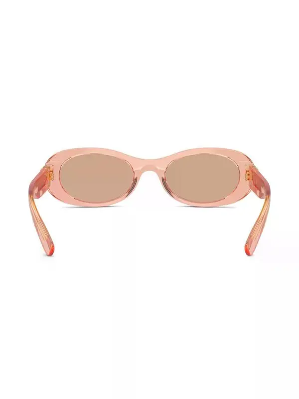 Miu Miu Logo-lettering Oval-frame Sunglasses - Pink