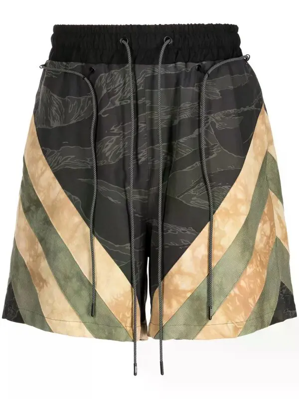 MOSTLY HEARD RARELY SEEN Graphic-print Cotton Track Shorts - Multicolour